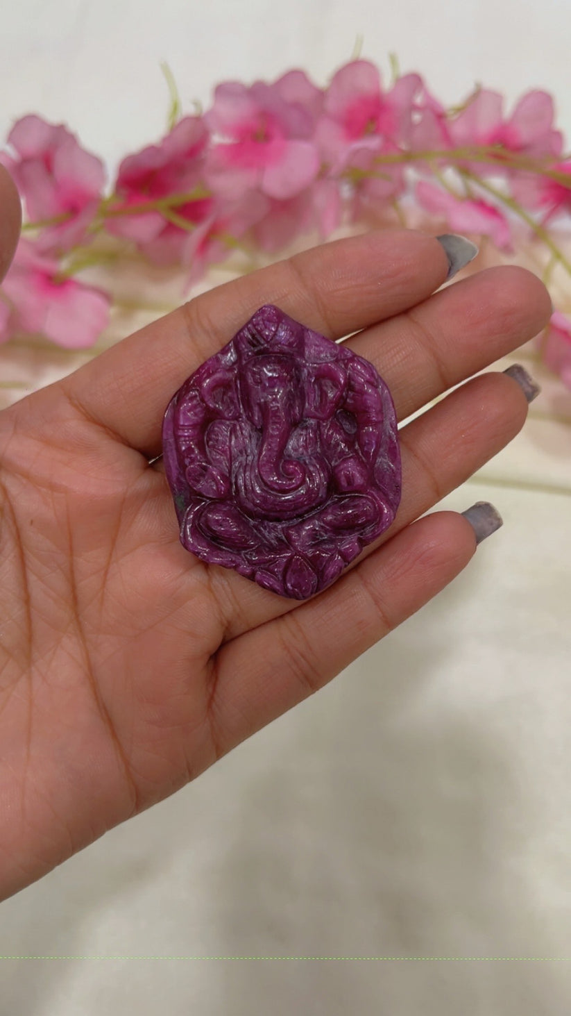 Natural Ruby Gemstone Ganesh Ji Carving – Raj Gems