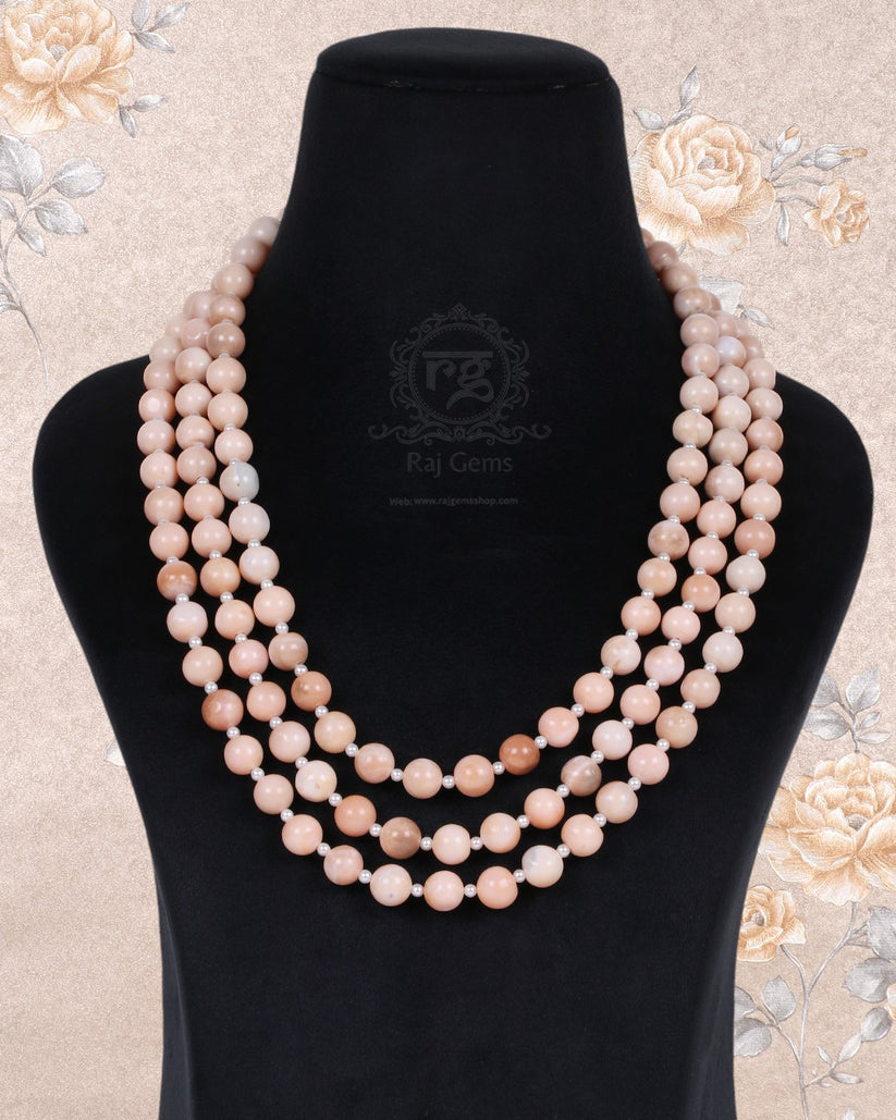 Semi Precious Peach Gemstone Beads Necklace Jewelry – Raj Gems